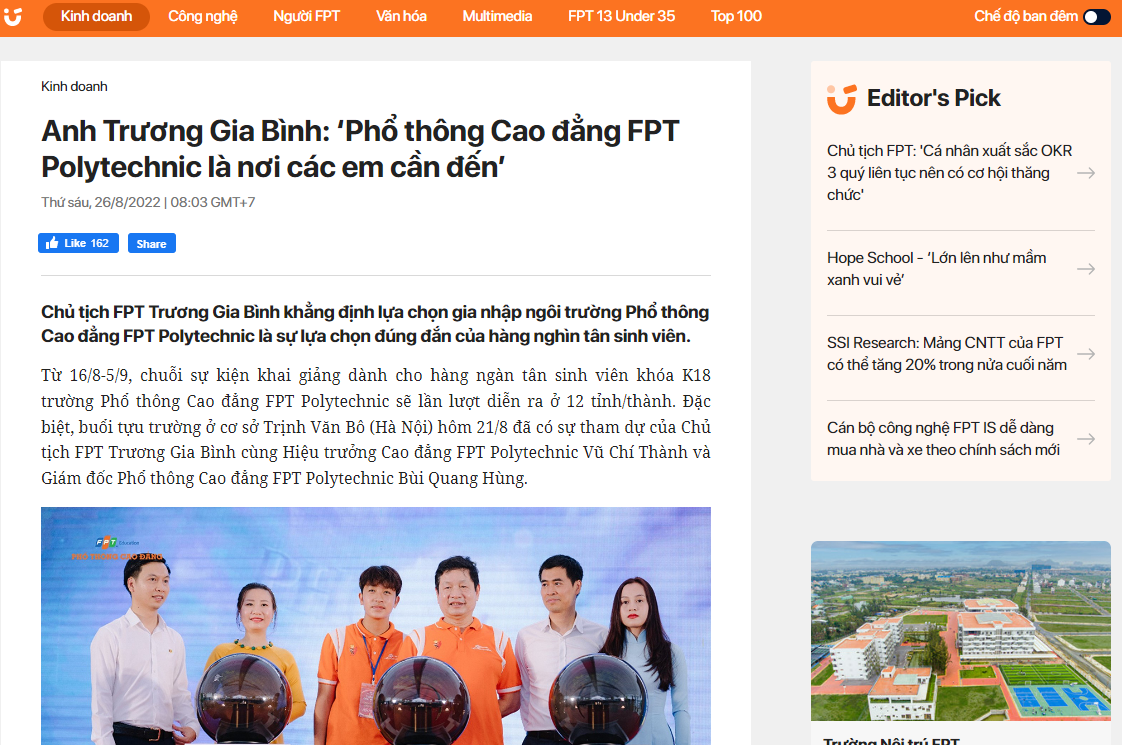 Chungta.vn| Anh Trương Gia Bình: ‘Phổ thông Cao đẳng FPT Polytechnic là ...