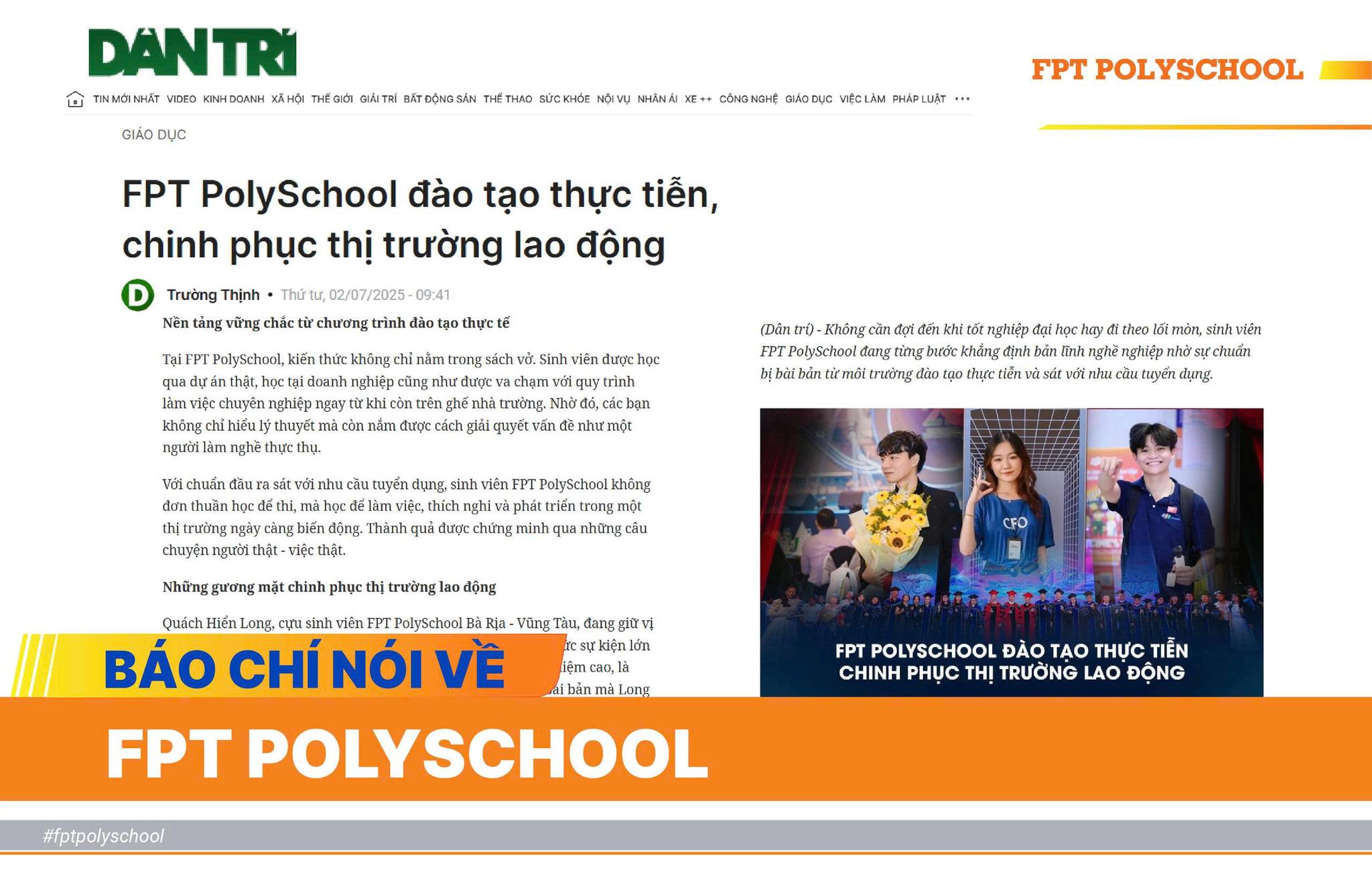 Dân trí| FPT PolySchool đào tạo thực tiễn, chinh phục thị trường lao ...