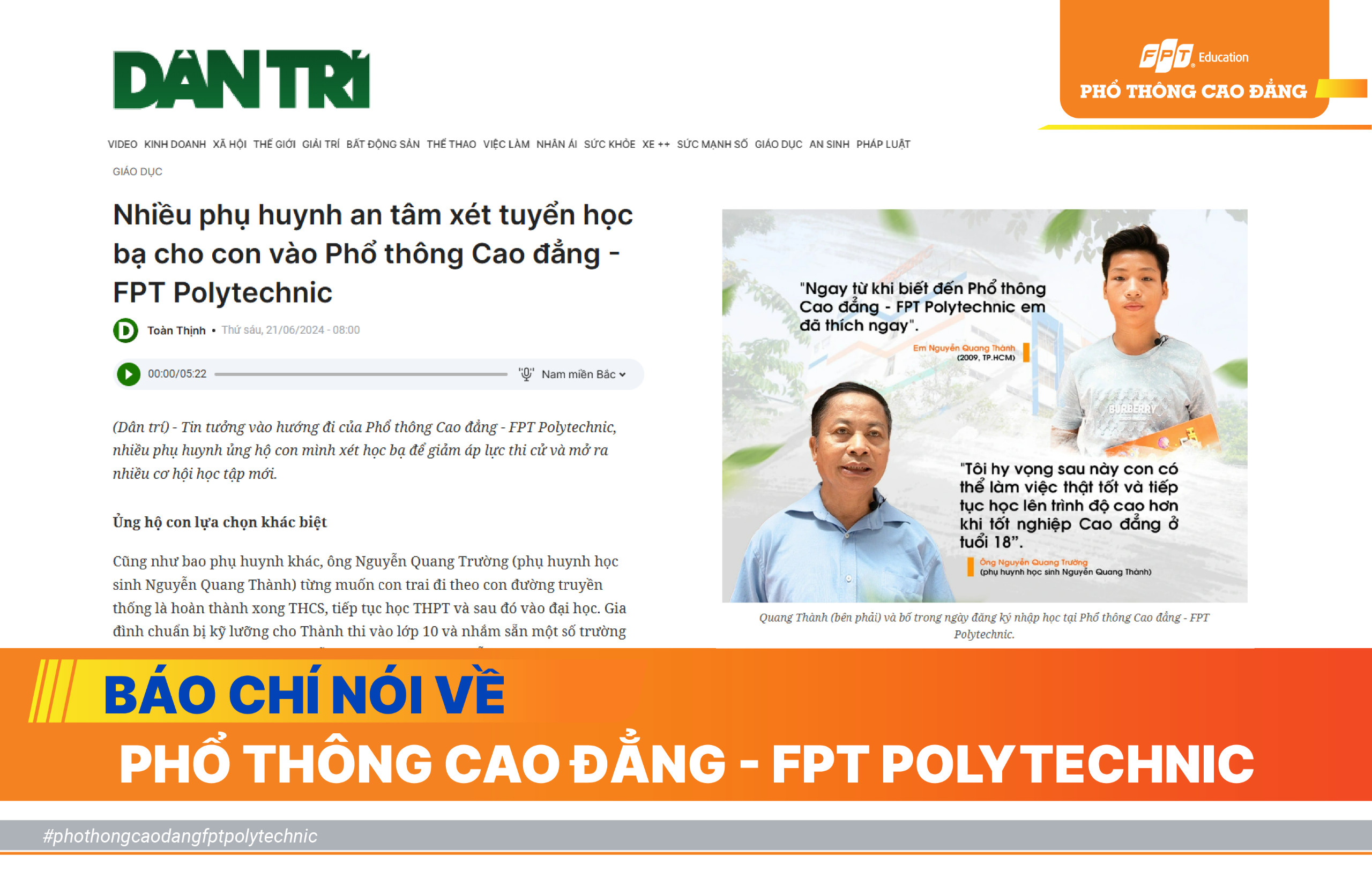 Dantri|Nhiều phụ huynh an tâm xét tuyển học bạ cho con vào Phổ thông ...