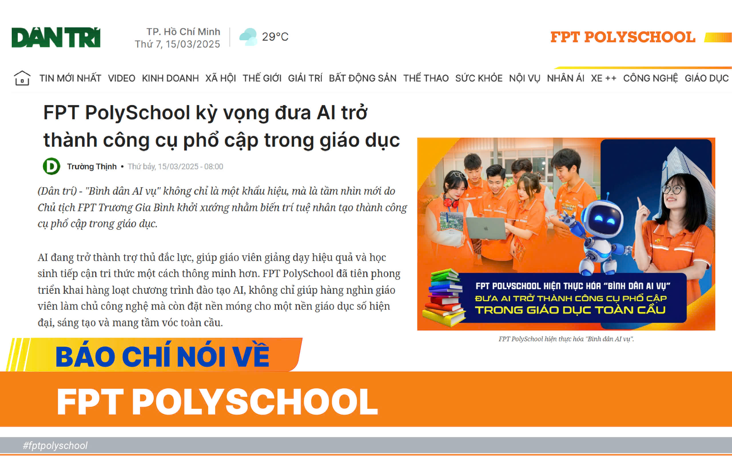 VTV.vn|Sinh viên FPT PolySchool cùng lộ trình tuyển thẳng lên Trường ...